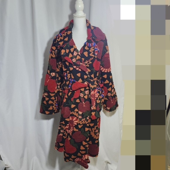 FARM Rio | Jackets & Coats | Farm Rio Snake Fruit Black Fleece Coat M ...